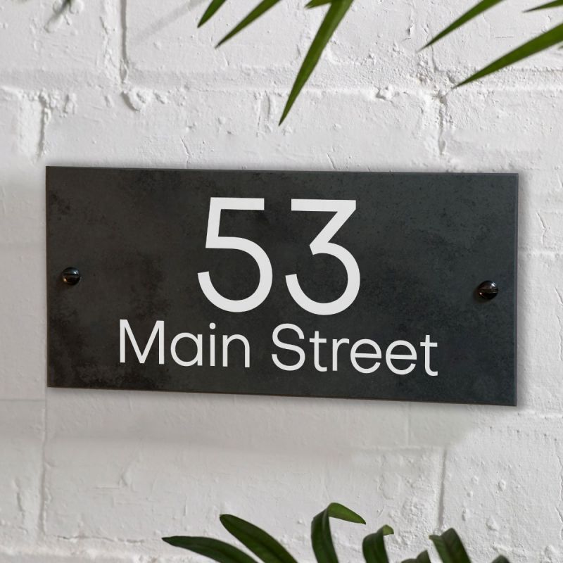 Slate House Sign, Englared Slate House Signs 10cm x 20cm